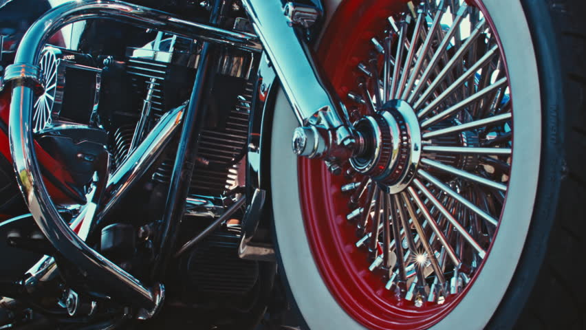 Close Red White Custom Bike Wheel Stock Footage Video (100% Royalty ...