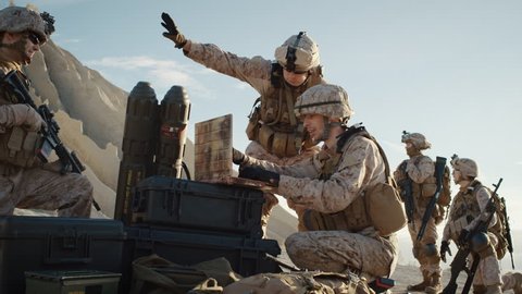 Soldiers Using Laptop Computer Surveillance During Stock Footage Video ...