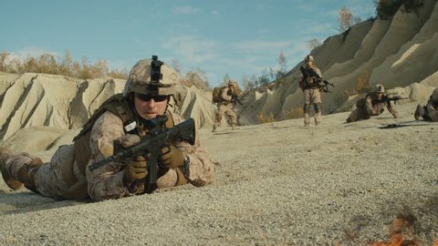 Squad Fully Equipped Armed Soldiers Crawling Stock Footage Video (100% ...