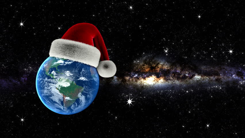 Christmas Earth with Santas Hat Stock Footage Video (100% Royalty-free ...