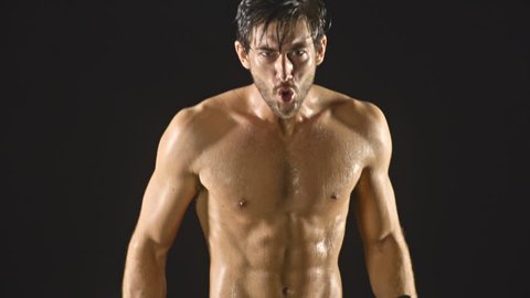 Getting Pumped Athletic Male Working Out Stock Footage Video (100% ...