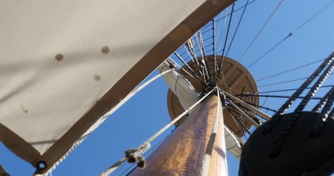 Colonial Sailboat Mast Looking Straight Blue Stock Footage Video (100% ...