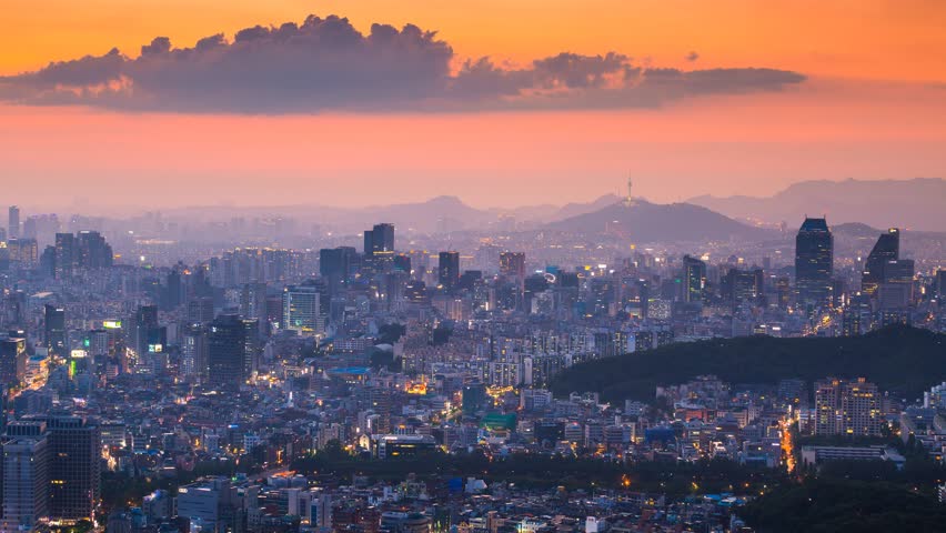beautiful cityscape sunset seoul south korea Stock Footage Video (100% ...