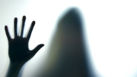 Female Silhouette Pounding On Glass Kidnapped Stock Footage Video (100% ...