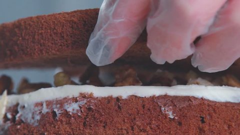 Closeup Two Layers Cake Side View Stock Footage Video (100% Royalty ...