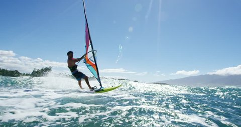 Windsurfing Summer Fun Extreme Sport Stock Footage Video (100% Royalty ...