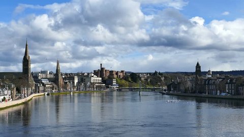 4k Video Beautiful Inverness Cityscape River Stock Footage Video (100% ...