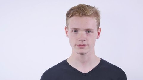 Closeup Portrait Dumb Clueless Funny Looking Stock Footage Video (100% ...