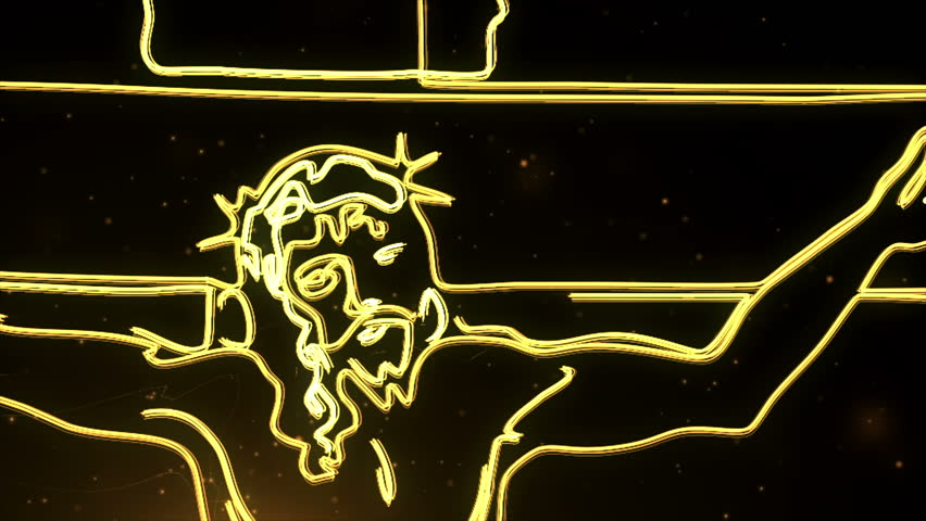 Yellow Glowing Jesus Christ On Stock Footage Video (100% Royalty-free ...