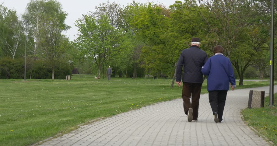 Old People Walking Slowly. Grandparents Stock Footage Video (100% ...