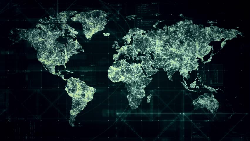 World Map Animation Lights Shining Night Stock Footage Video (100% ...