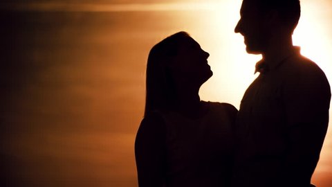 Silhouettes Young Man Confessing Love Proposing Stock Footage Video ...