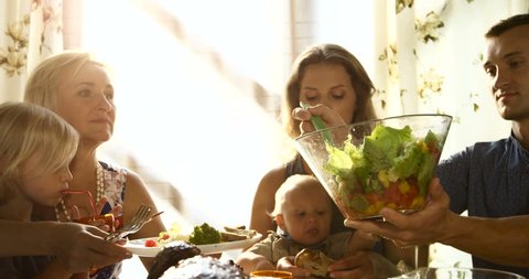 Multi Generation Family Celebrating Thanksgiving Stock Footage Video ...