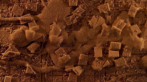 Chocolate Bar Falling Into Cacao Powder Stock Footage Video (100% ...