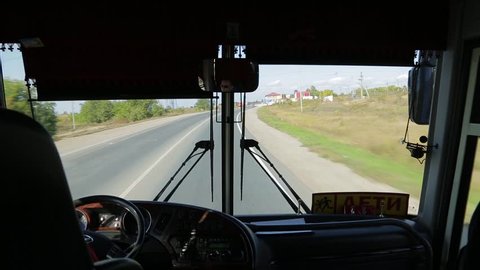 View Front Window Bus Landscape Outside Stock Footage Video (100% ...
