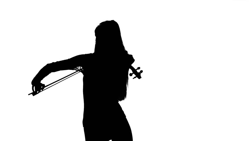 Girl Playing the Fiddle. Silhouette Stock Footage Video (100% Royalty ...
