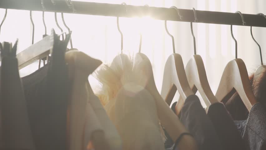 Closeup Hanger Clothing Clothes Hangers Designer Stock Footage Video ...