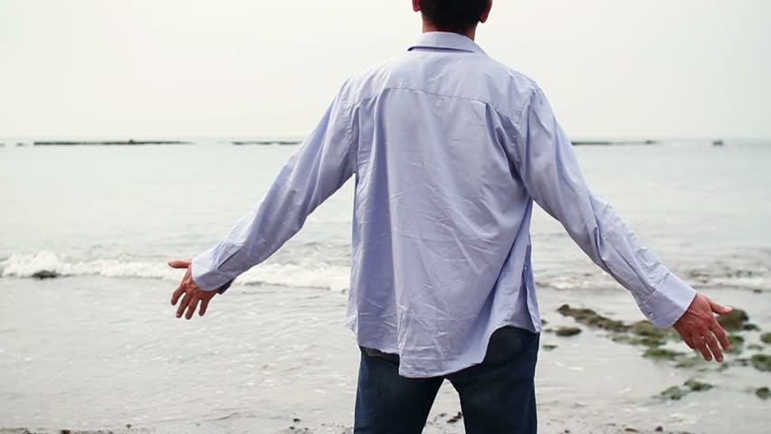 man wide open arms standing on Stock Footage Video (100% Royalty-free ...