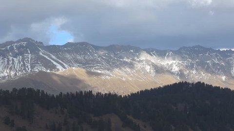 Two Mountain Ranges On Distant Peaks Stock Footage Video (100% Royalty ...