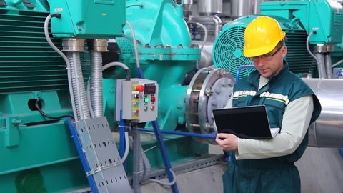 Engineer Using Laptop Computer Maintenance Automatic Stock Photo ...