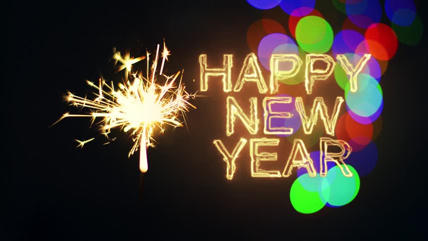 happy new year inscription sparklers on Stock Footage Video (100% ...