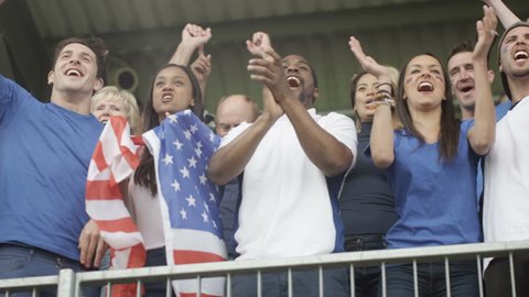 4k Excited Fans Us Flag Sports Stock Footage Video (100% Royalty-free ...