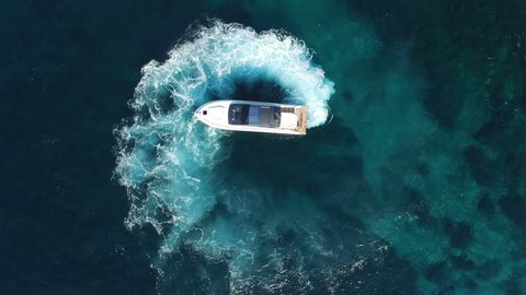 Perpendicular Aerial View Luxury Boat Rotating Stock Footage Video (100 ...