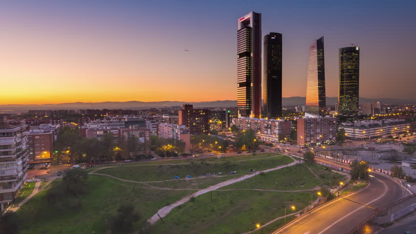 madrid skyline aerial panoramic view timelapse Stock Footage Video (100 ...
