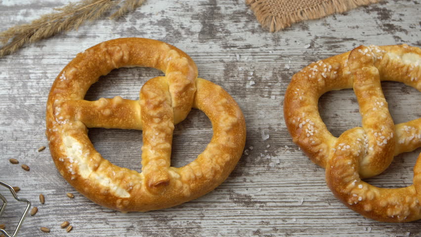 Tabletop View of Brezels On Stock Footage Video (100% Royalty-free ...