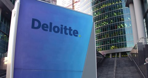 Street Signage Board Deloitte Logo Modern Stock Footage Video (100% ...