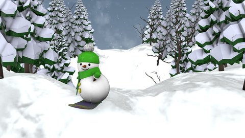 Snowman Snowboarding Loop Animation Stock Footage Video (100% Royalty ...