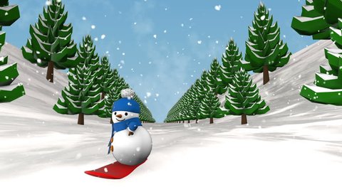 Snowman Snowboarding Loop Animation Stock Footage Video (100% Royalty ...