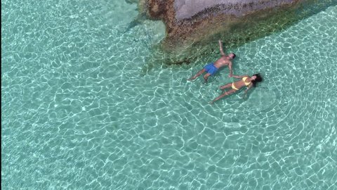 Aerial Video Couple Floating Tropical Water Stock Footage Video (100% ...