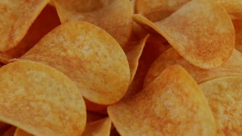 Rotating Potato Chips Close Macro View Stock Footage Video (100% ...