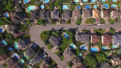 Aerial Overhead View Residential Neighborhood Suburbs Stock Footage ...