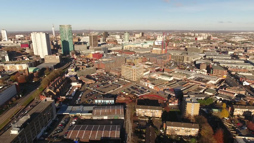 aerial view birmingham city centre uk Stock Footage Video (100% Royalty ...