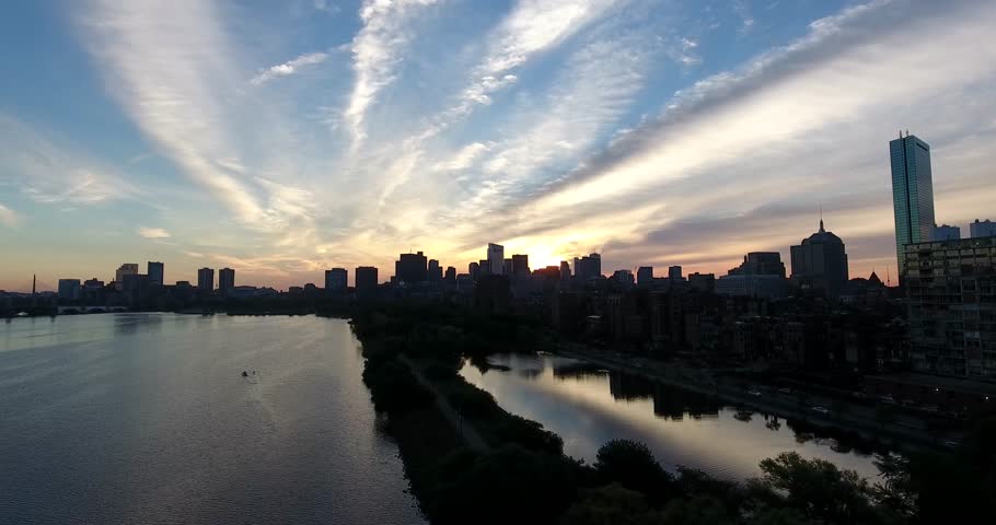 Sunset over cityscape of Boston, Massachusetts image - Free stock photo ...