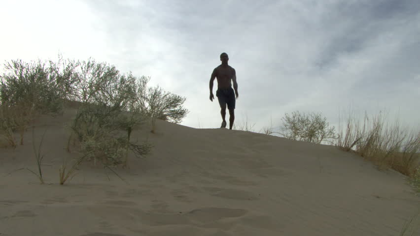 male running through desert slow motion Stock Footage Video (100% ...