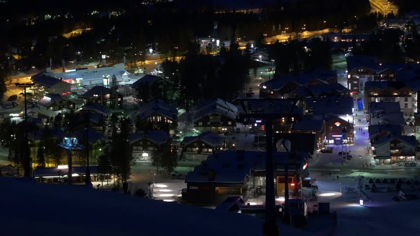 finland lapland kittilä levi city lights Stock Footage Video (100% ...