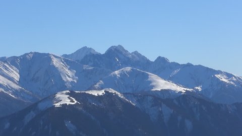 Two Mountain Ranges On Distant Peaks Stock Footage Video (100% Royalty ...