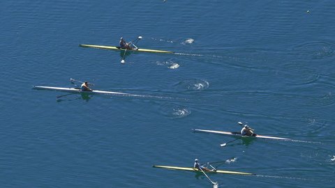 Athlete Rowers Participating Speed Scull Race Stock Footage Video (100% ...
