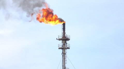 Flame Oil Refinery Tower Stock Footage Video (100% Royalty-free ...