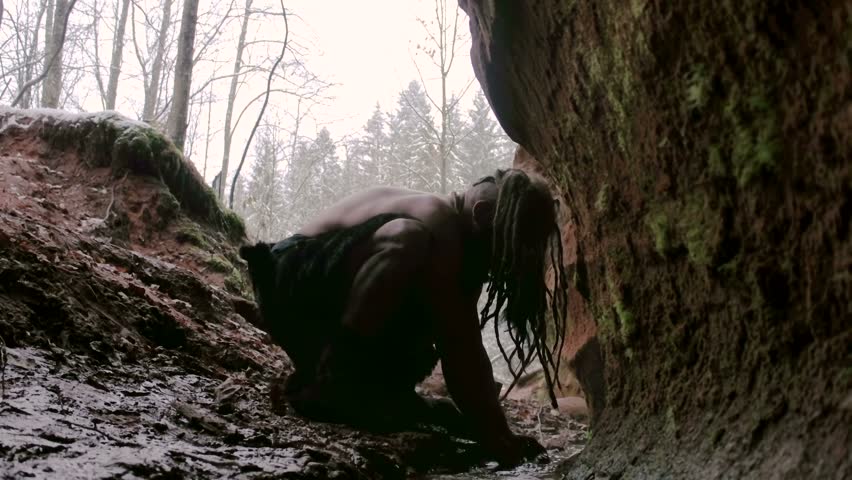 Prehistoric Caveman Washes in His Stock Footage Video (100% Royalty ...