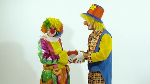 Two Funny Circus Clown Arguing Little Stock Footage Video (100% Royalty ...