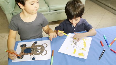 Boys Helping Coloring Drawing Hd Older Stock Footage Video (100% ...