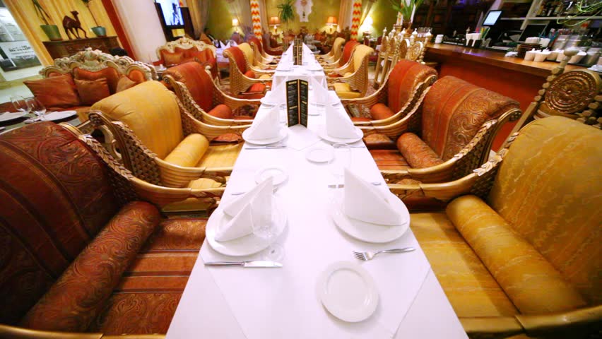 Decorated Tables Stand in Center Stock Footage Video (100% Royalty-free ...