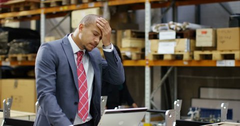 4k Tired Businessman Concerned Look Working Stock Footage Video (100% ...