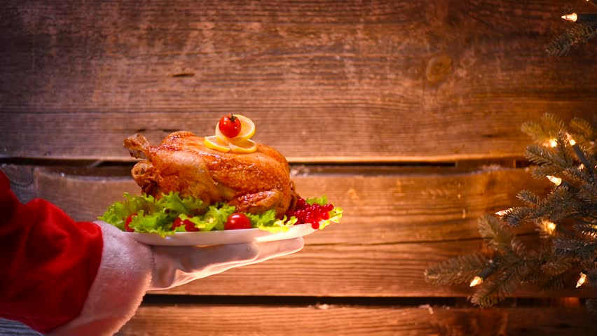 Christmas Holiday Dinner. Santa Claus Stock Footage Video (100% Royalty ...