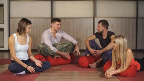 People Resting Between Workouts Yoga Stock Footage Video (100% Royalty ...