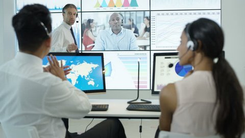 4k Business Group International Office Communicate Stock Footage Video ...